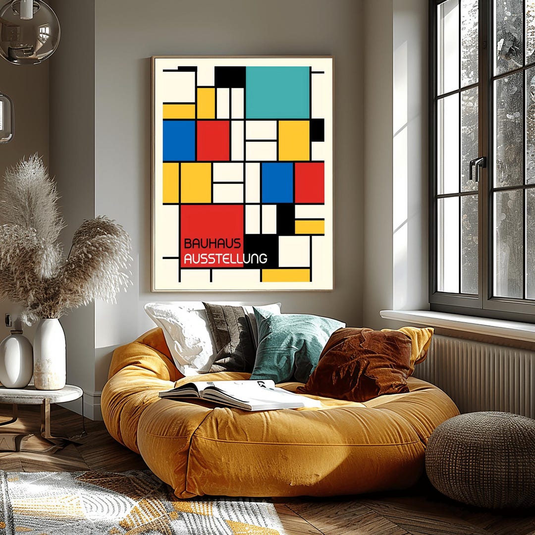 Bauhaus Exhibition Poster, Mondrian Style Geometric Print, Modernist ...