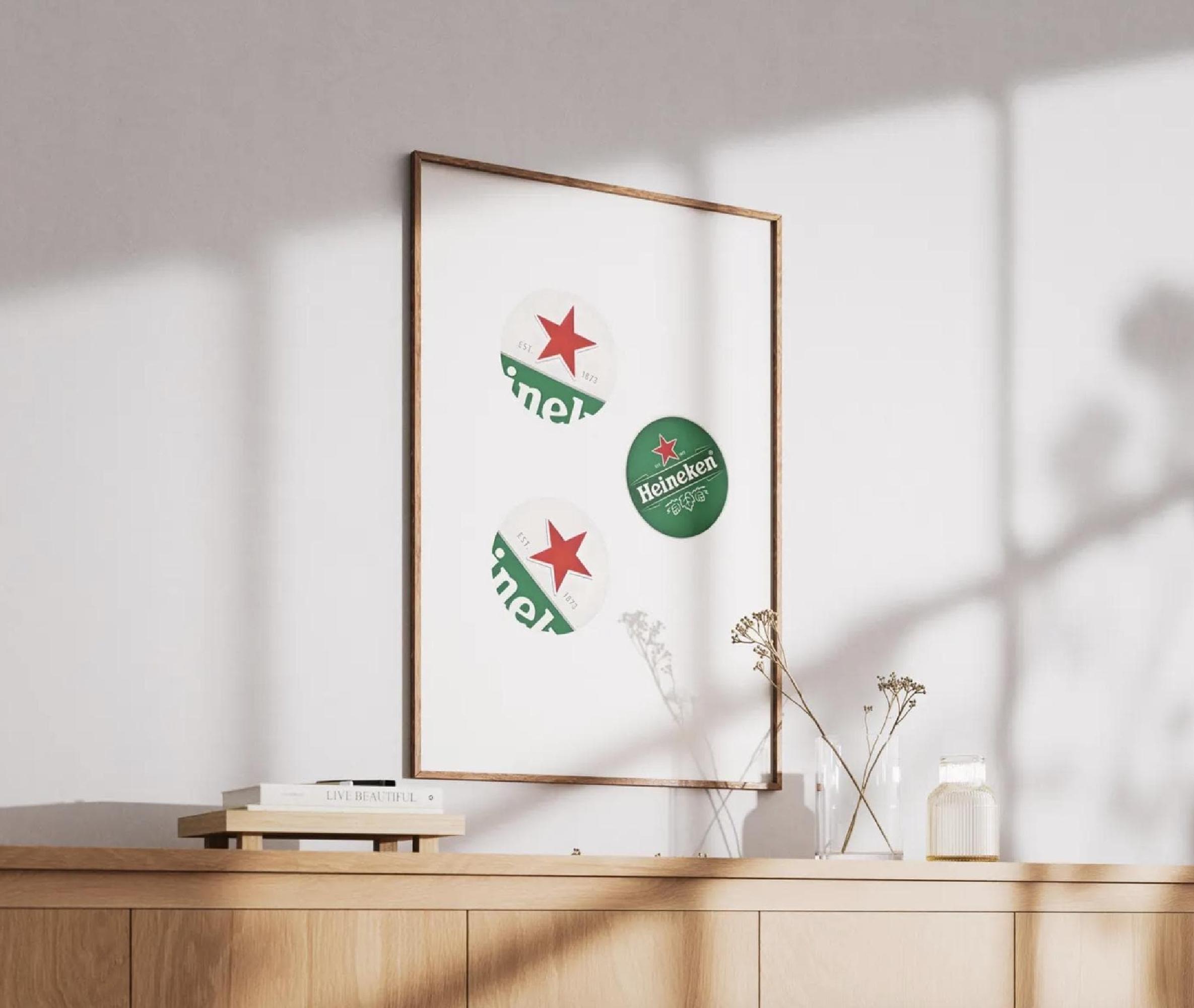 Heineken Bottle Caps Digital Download - Green Beer Wall Art for Man ...