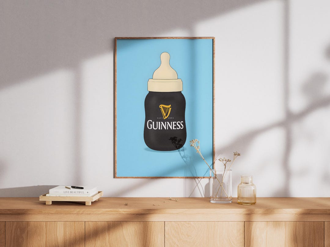 Guinness Baby Bottle Nursery Art Print – Irish Beer Lover Gift (digital ...