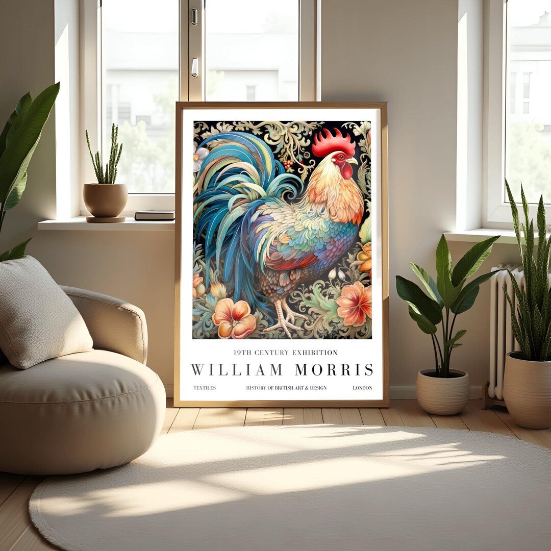 William Morris Exhibition Poster, Rooster Print, Arts and Crafts, 19th ...