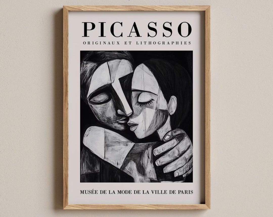 Picasso Exhibition Poster: Abstract Hug Print, Modern Gallery Wall Art ...