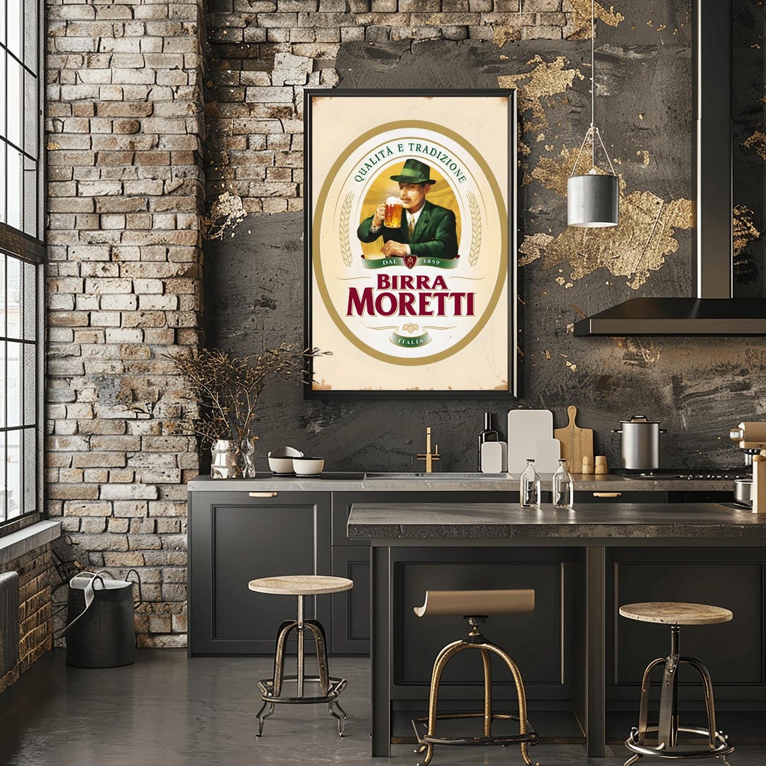 Birra Moretti Poster - Vintage Beer Label Wall Art Print - "qualità E ...