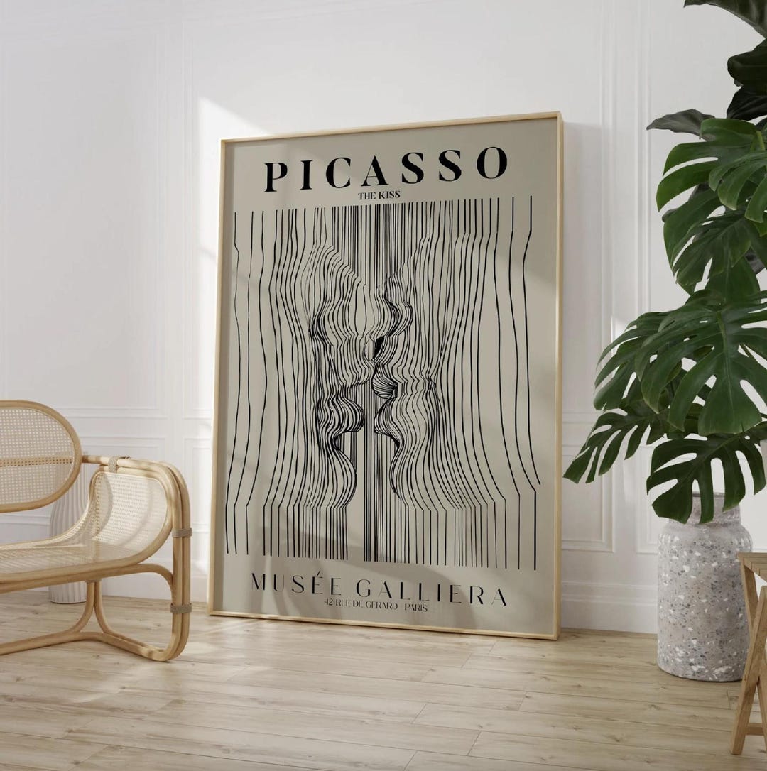 Picasso Line Art Print Vintage Exhibition Poster, Neutral Minimal Decor ...
