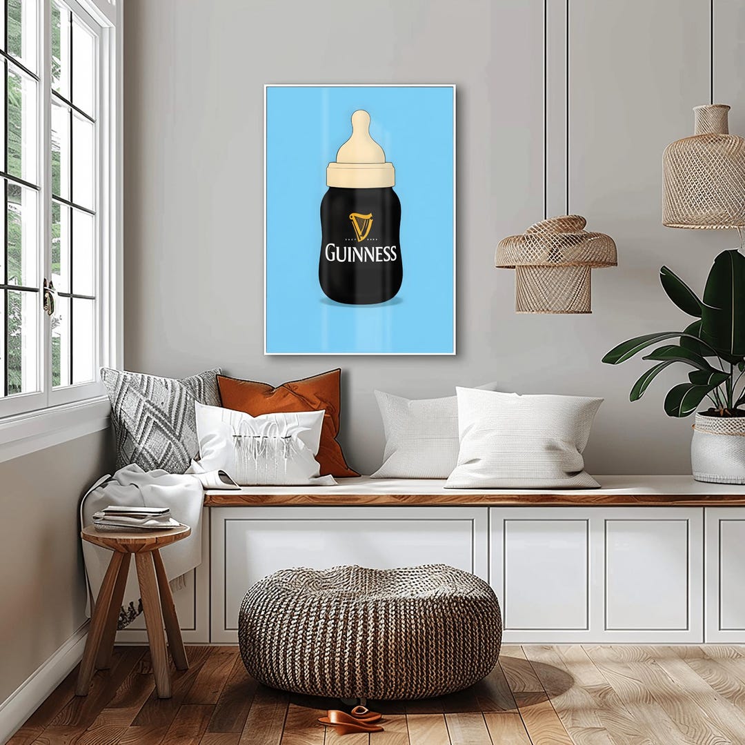 Guinness Wall Art Set of 5 | Vintage Baby Bottle Prints | Funny Retro ...