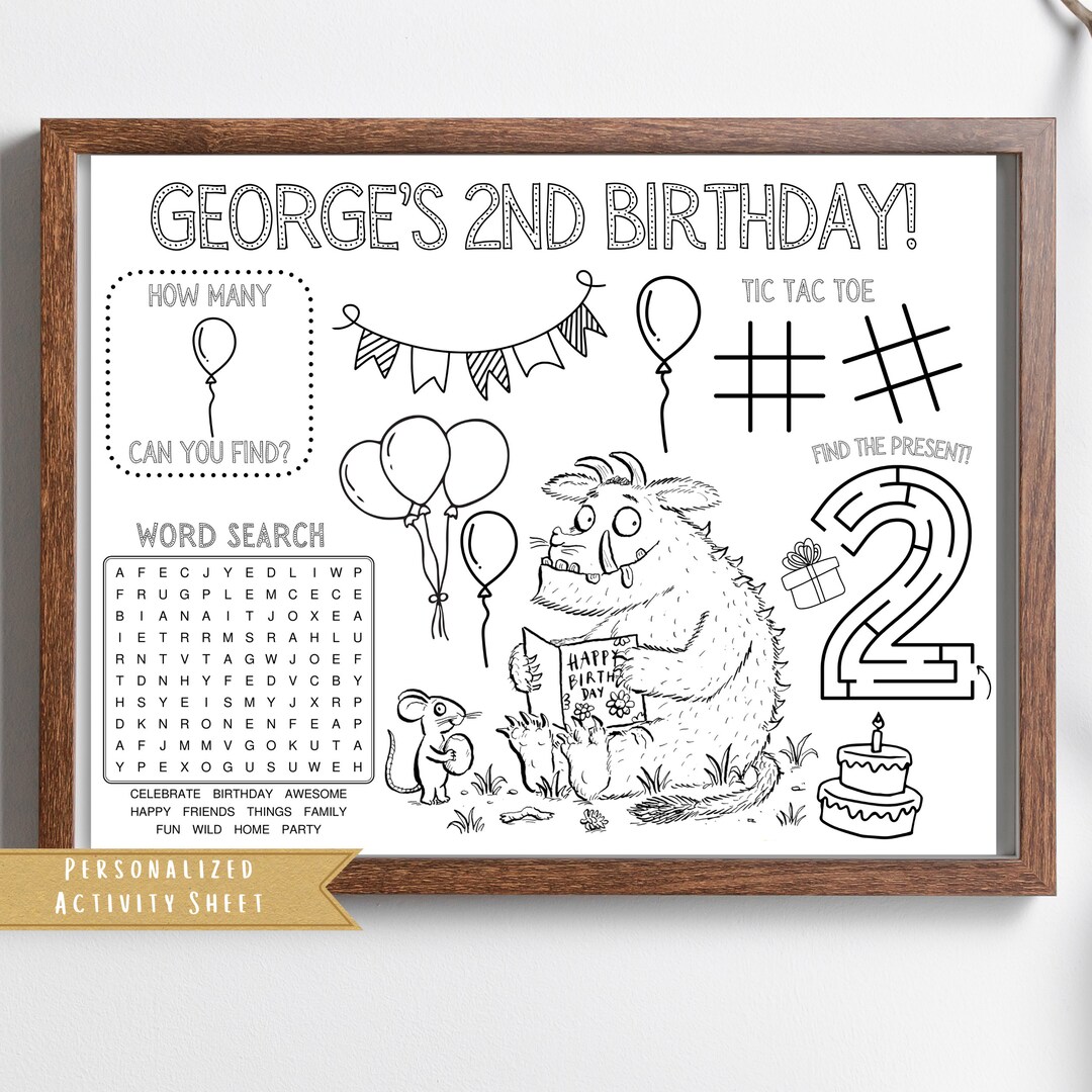 Gruffalo Party Favor Gruffalo Activity Sheet Gruffalo - Etsy