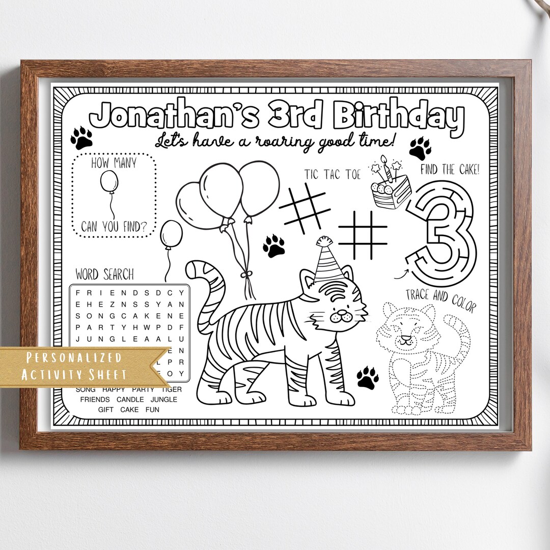 Tiger Birthday Party Favor | Tiger Party Activity Sheet | Tiger Party ...
