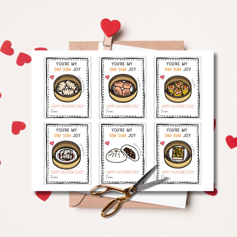 Dim Sum Valentine Cards | Food Pun Classroom Valentines (digital ...