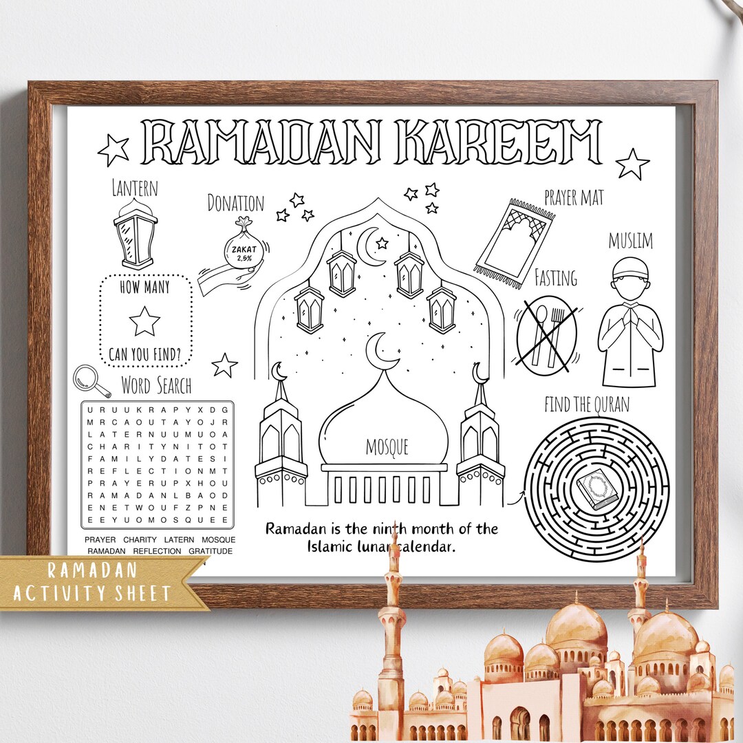 Ramadan Activity Coloring Sheet Placemat | Learning About Ramadan Games ...