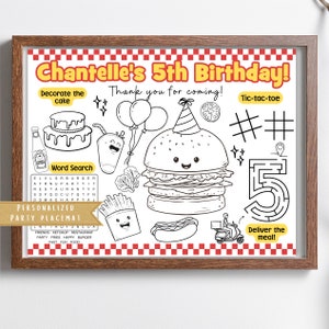 Burger Birthday Party Favor | Fast Food Party Activity Sheet | Burger ...
