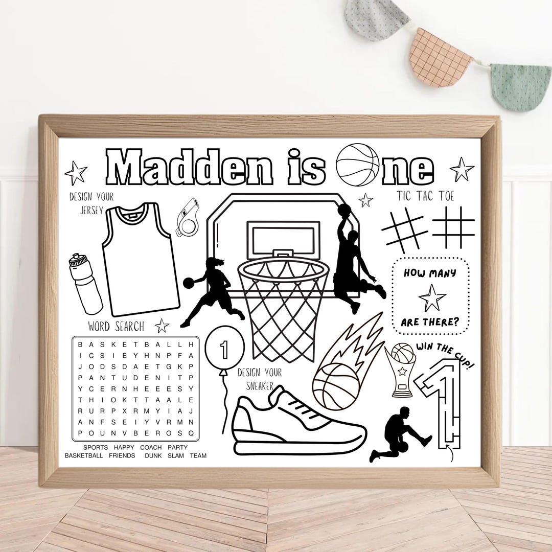 Basketball Party Activity Sheet | Basketball Party Favor | Basketball ...