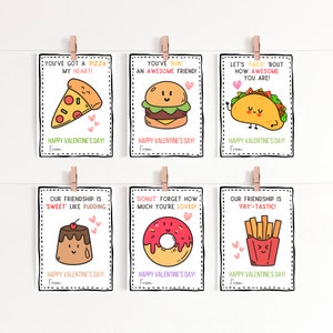 Classroom Valentine Card | Food Valentine Card | Taco Bun Burger Donut ...