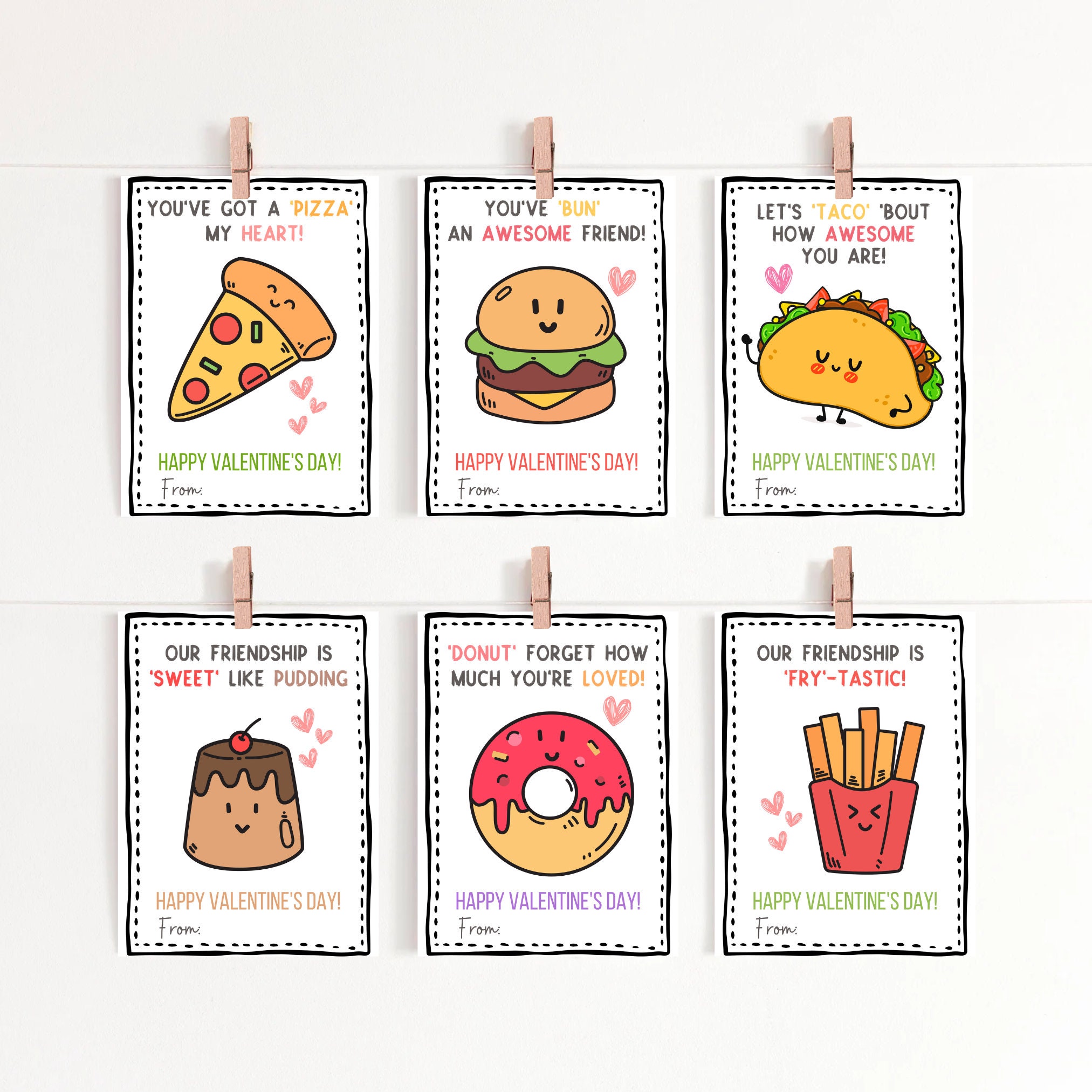 Food Valentine Cards | Funny Classroom Valentines (digital Download) - Etsy