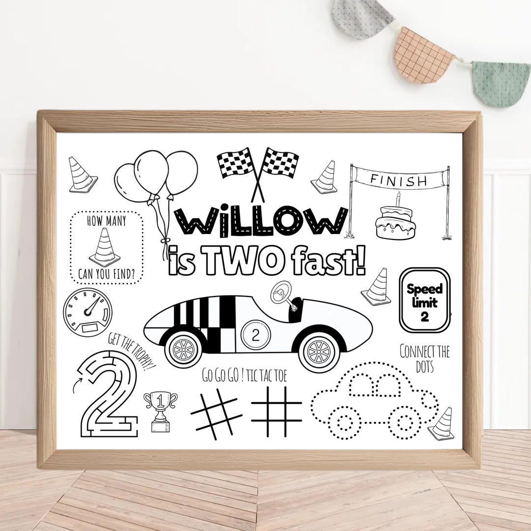 Two Fast Two Curious Race Car Party Activity Sheet | Any Age Fast One ...