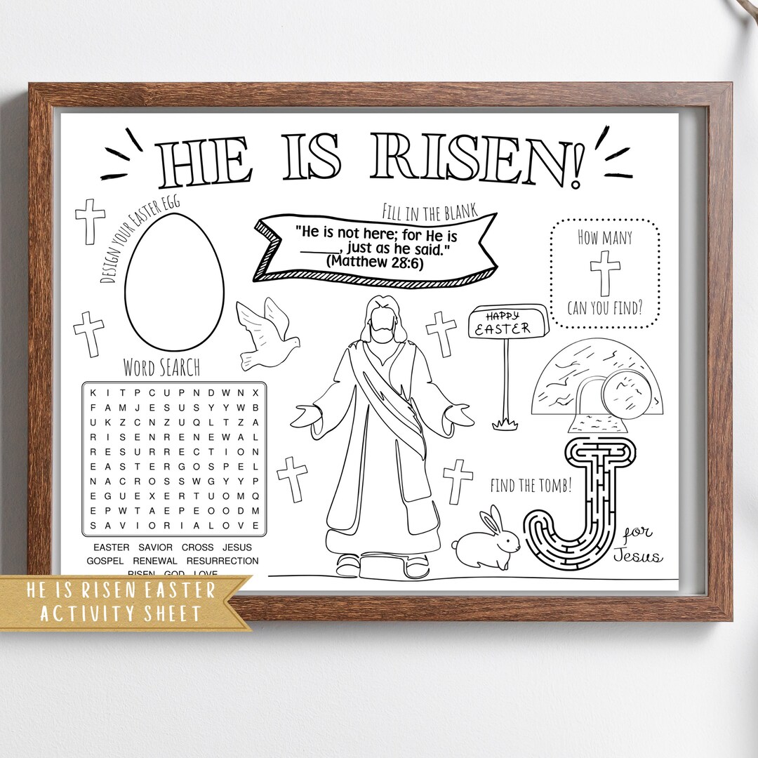 He is Risen Easter Activity Sheet | Church Activity Bible Study Easter ...