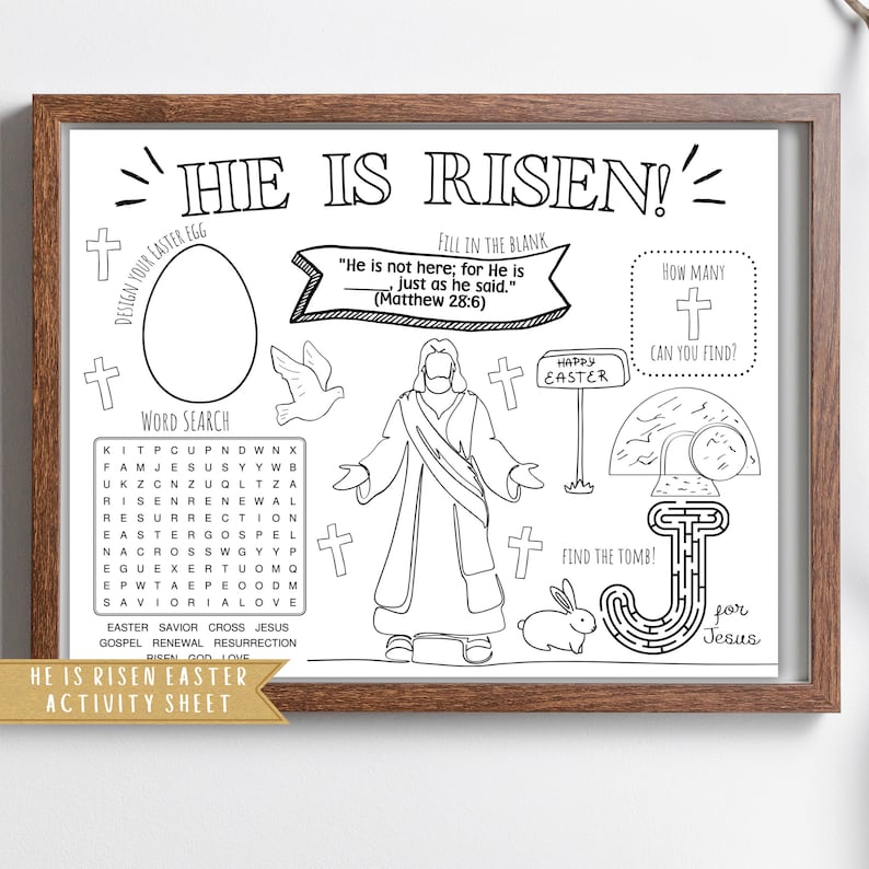 He is Risen Easter Activity Sheet | Church Activity Bible Study Easter ...
