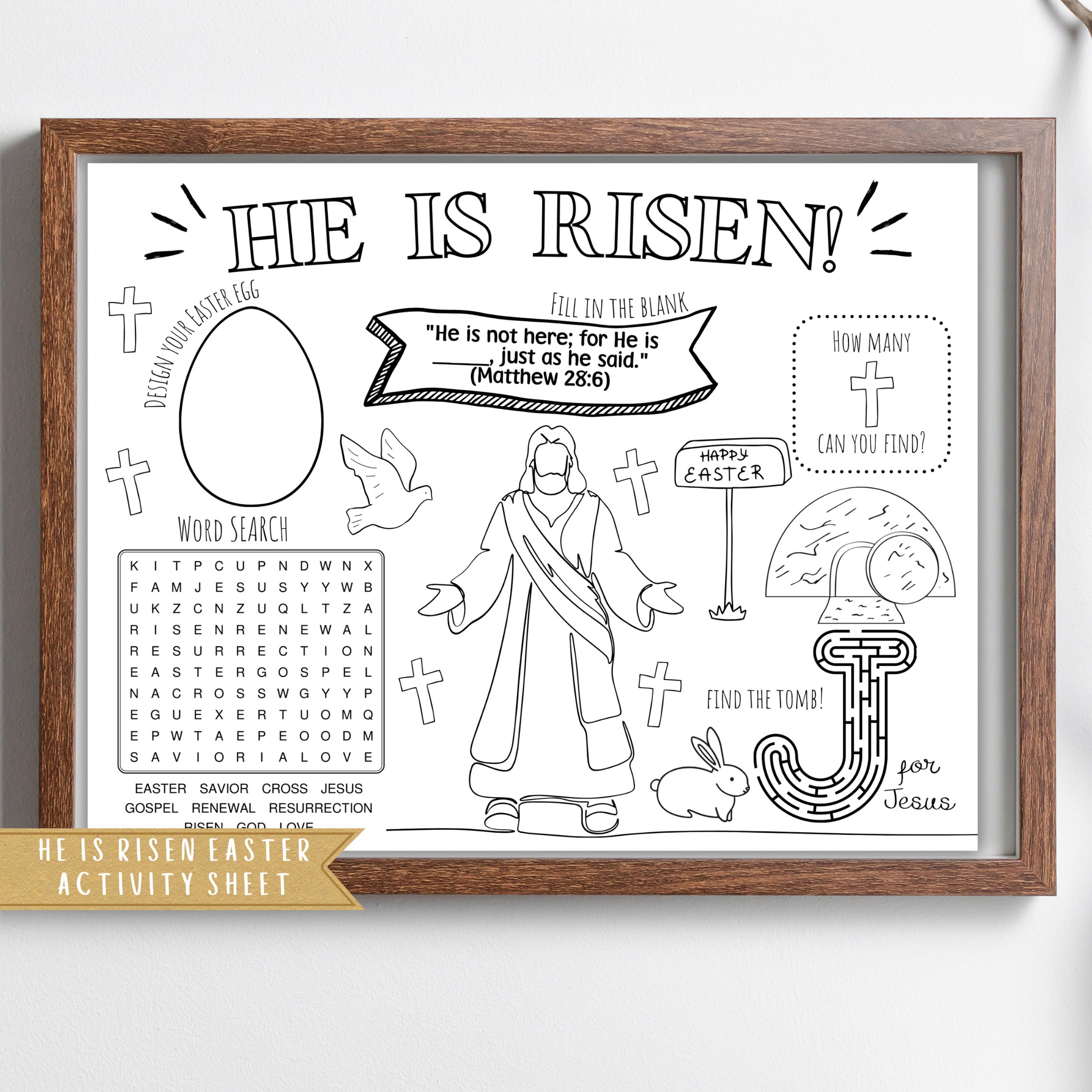 He is Risen Easter Activity Sheet | Bible Study Coloring (INSTANT ...
