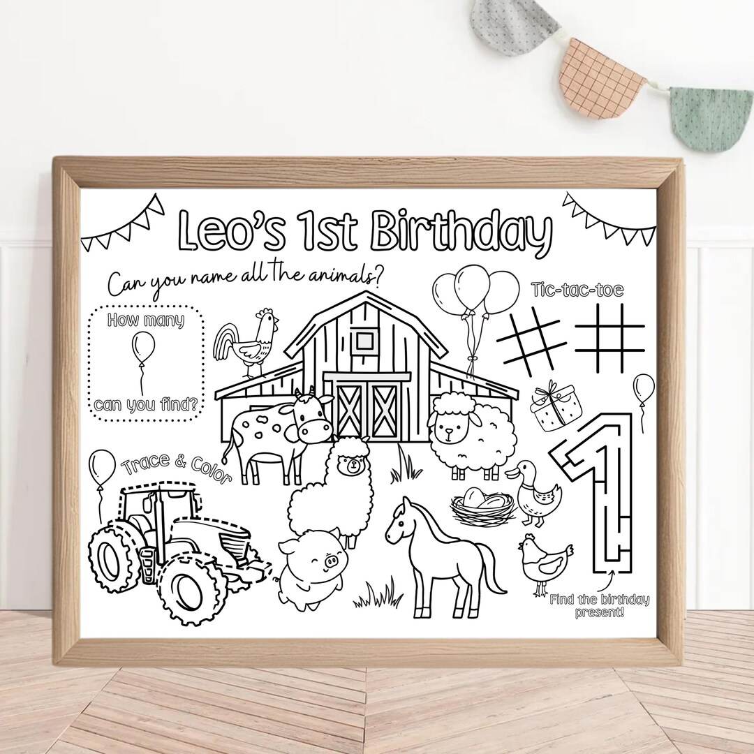Animal Farm Birthday Party Favor | Barn Animal Party Activity Sheet ...