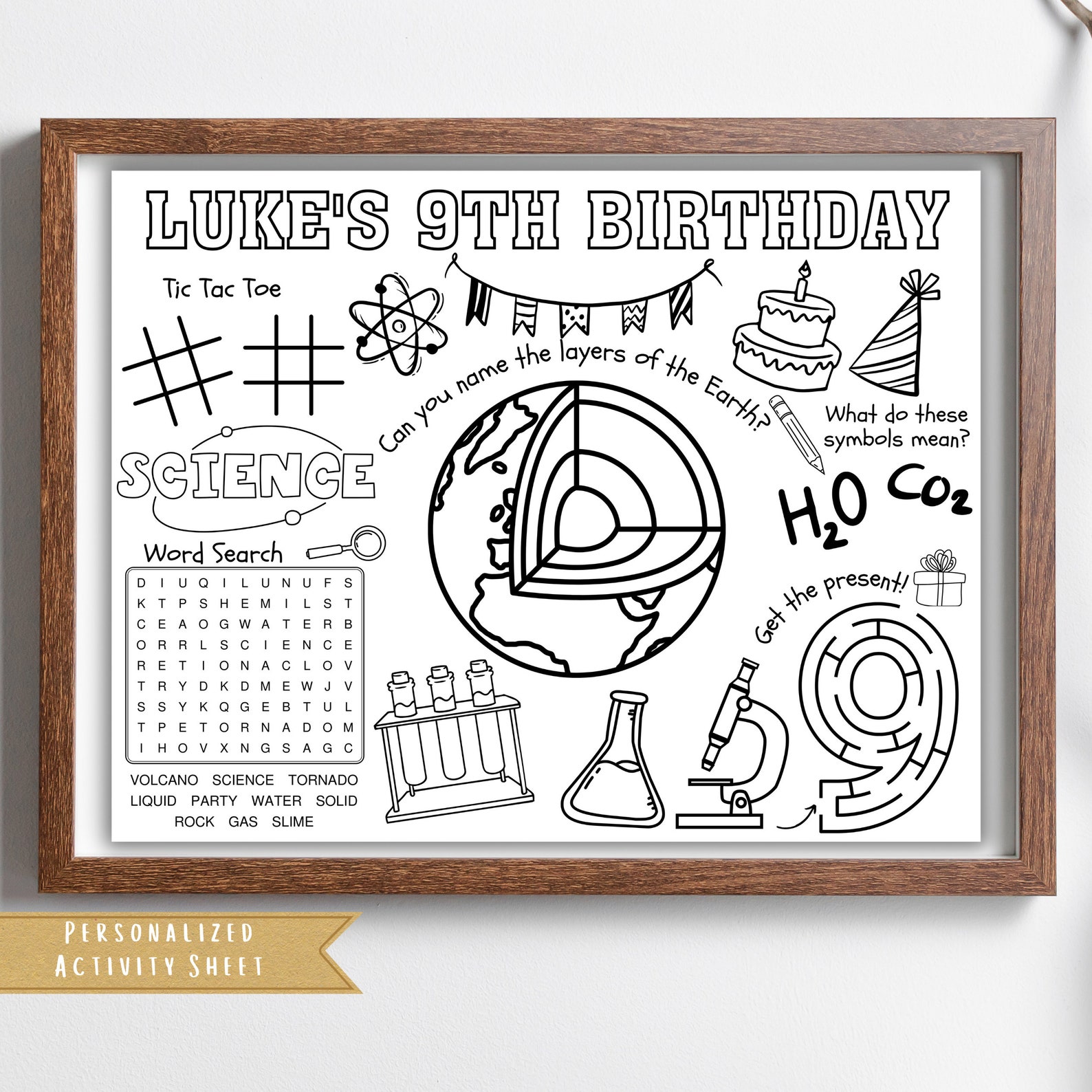 Science Party Favor | Science Birthday Theme Activity Sheet | Science ...