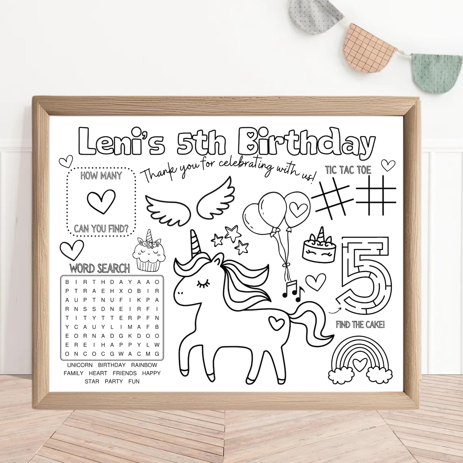 Unicorn Birthday Party Activity Sheet | Unicorn Rainbow Themed Party ...