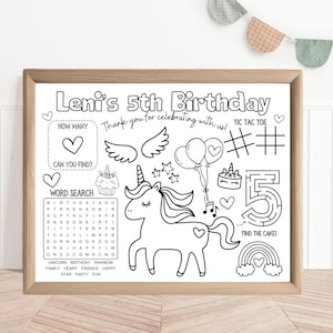 Unicorn Birthday Party Activity Sheet | Unicorn Rainbow Themed Party ...