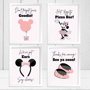 Editable Classic Minnie Party Sign Classic Steamboat Mouse Table Signs ...