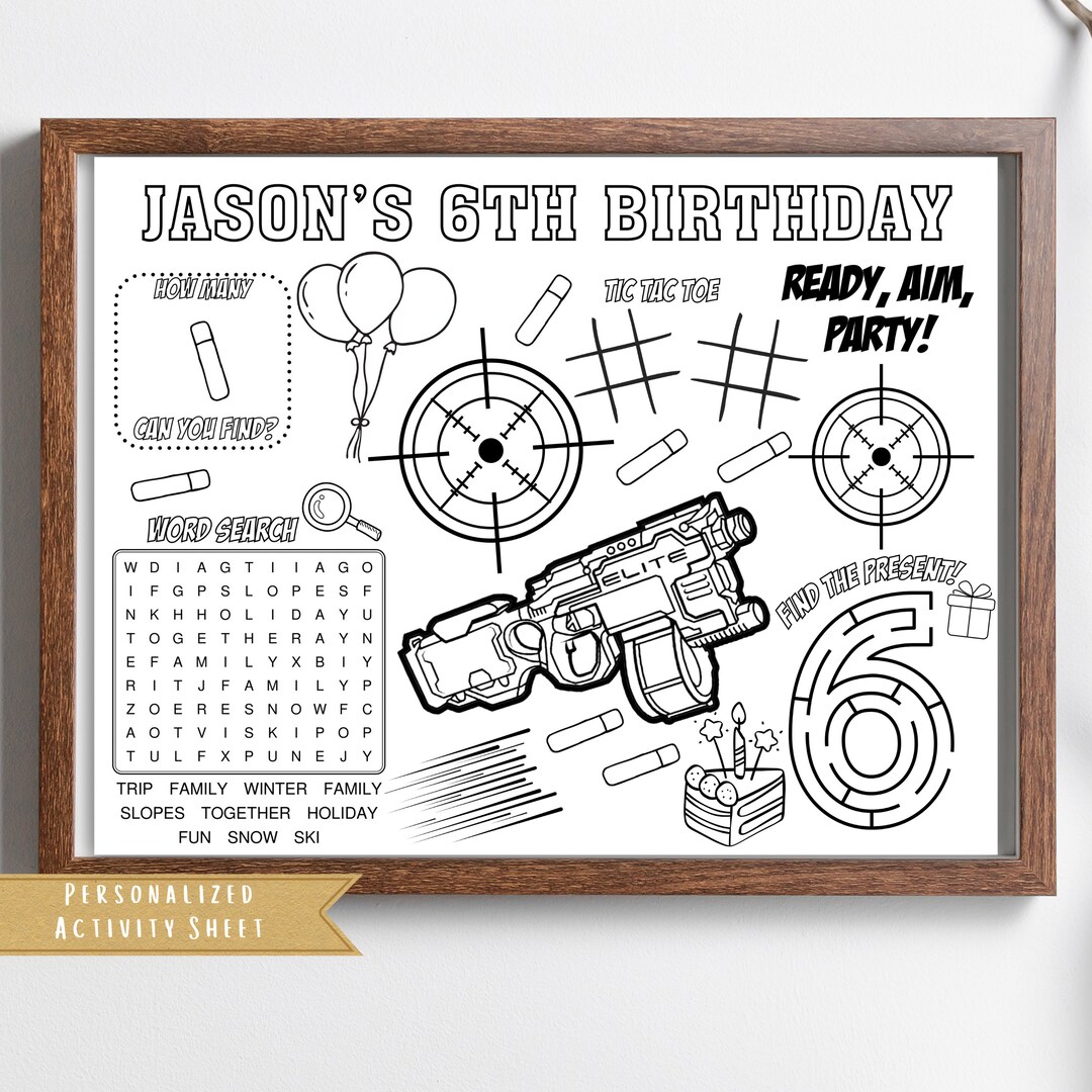 Party Favor War Gun Party Activity Sheet Party Placemat - Etsy
