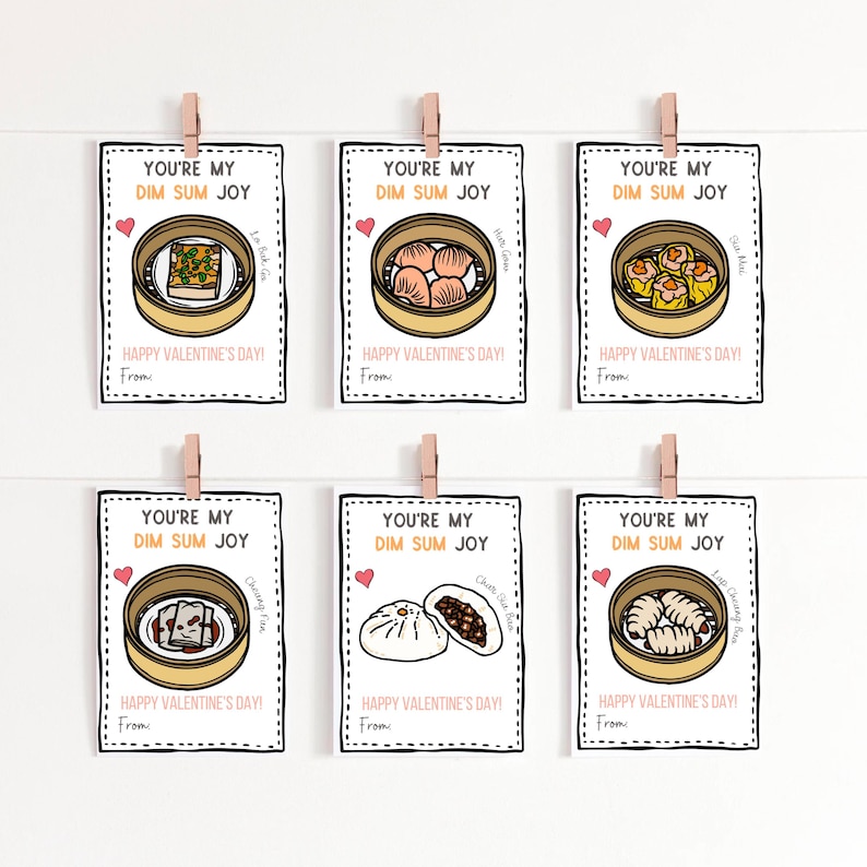 Dim Sum Valentine Cards | Food Pun Classroom Valentines (digital ...