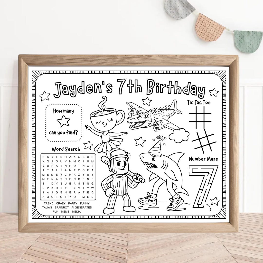 Italian Brainrot Activity Sheet | Brainrot Party Placemat | Brainrot ...