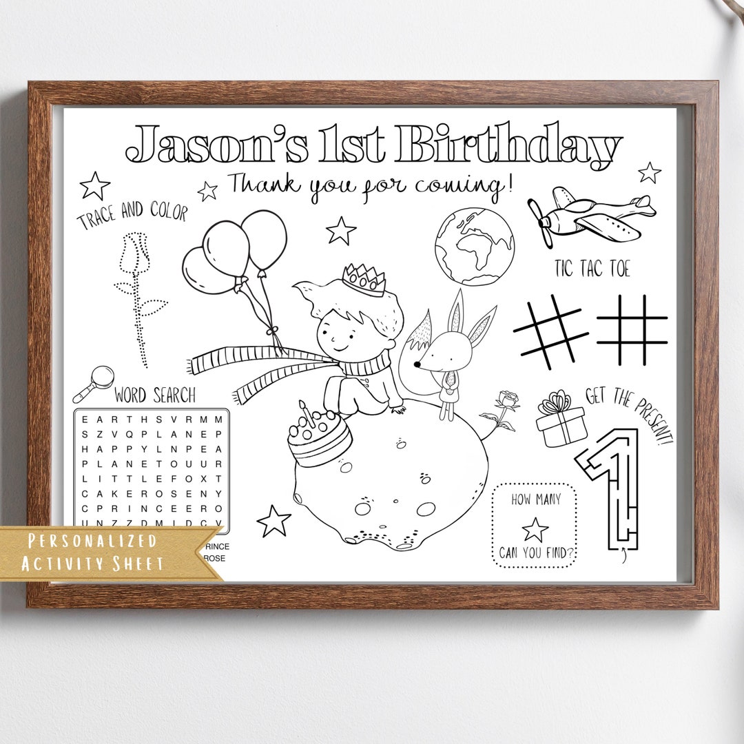 The Little Prince Party Activity Sheet Little Prince Coloring Placemat ...
