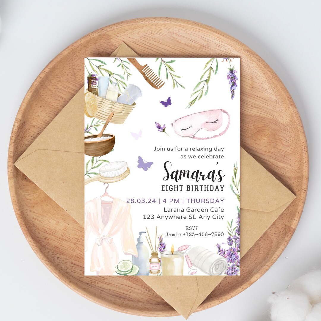 Editable Spa Party Invitation | Girl Spa Birthday Party Invite | Spa ...