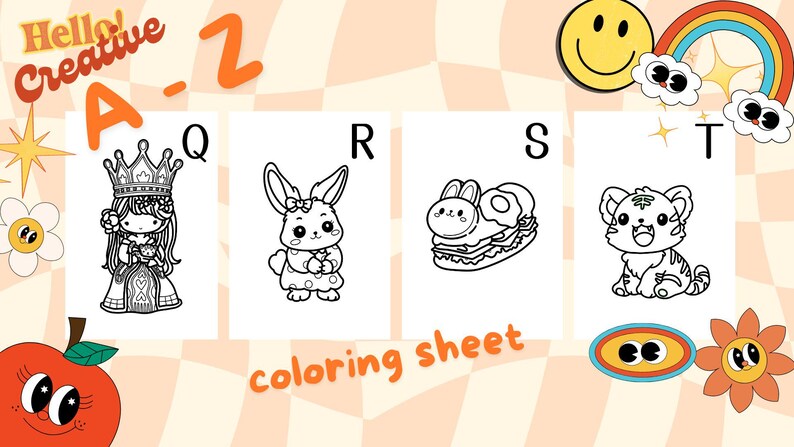 Animals and Objects A-Z Printable Coloring Sheets for Kids, Provide ...