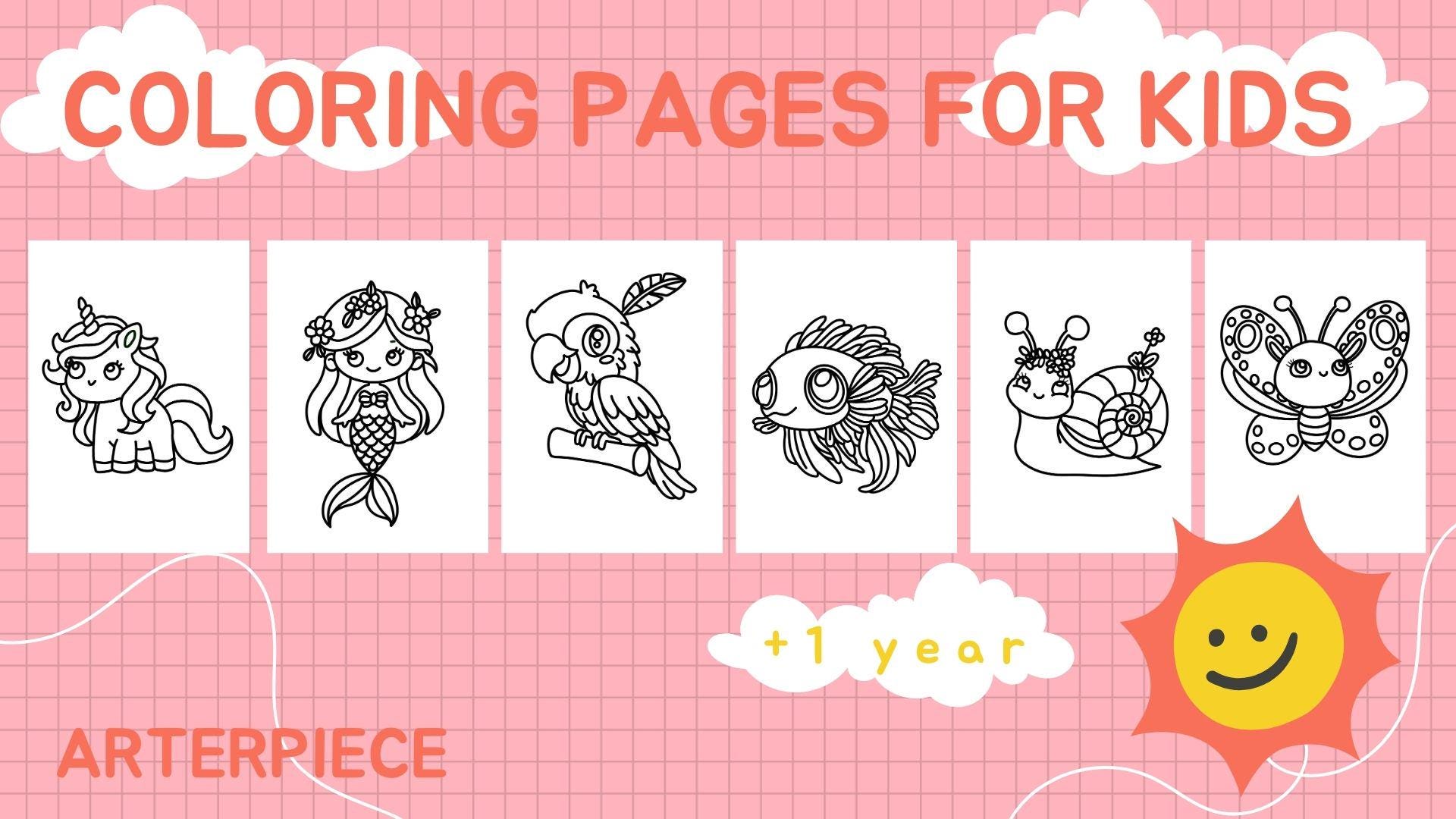 Super Cute Cartoon Characters - Printable Coloring Pages for Kids A4 ...