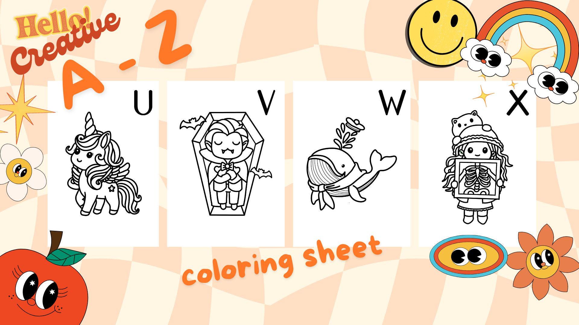 Animals and Objects A-Z Printable Coloring Sheets for Kids, Provide ...