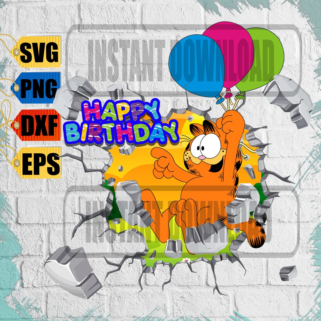 Garfield Svg Cut File Garfield Cartoon Character Svg File - Etsy