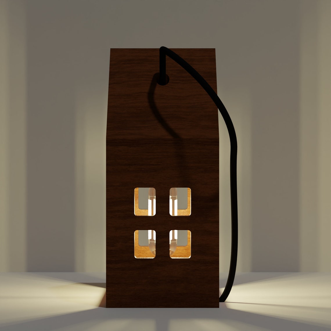Wood Table Lamp in Form of House - Etsy