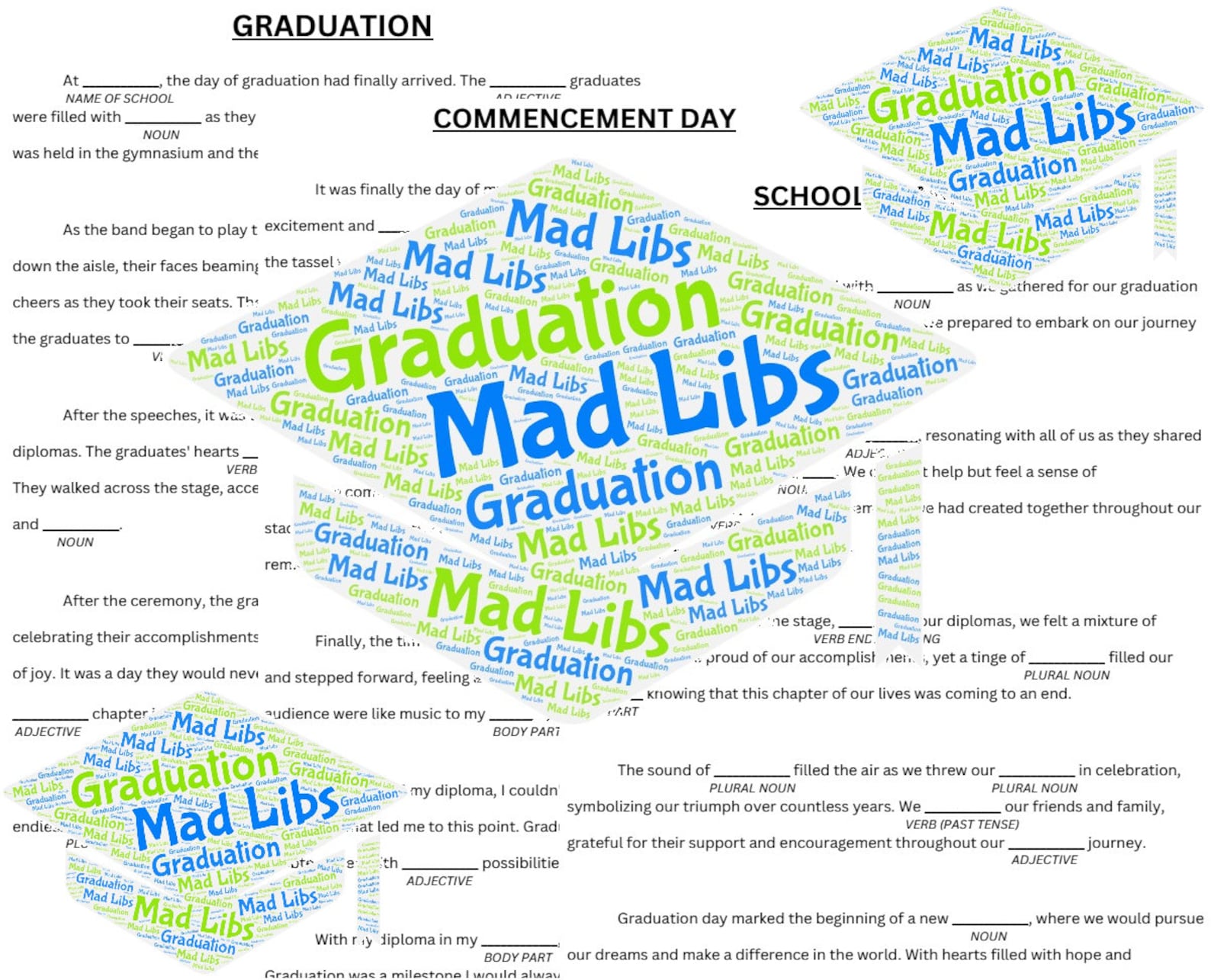 Graduation Mad Libs Collection, Party Games, Digital Download - Etsy