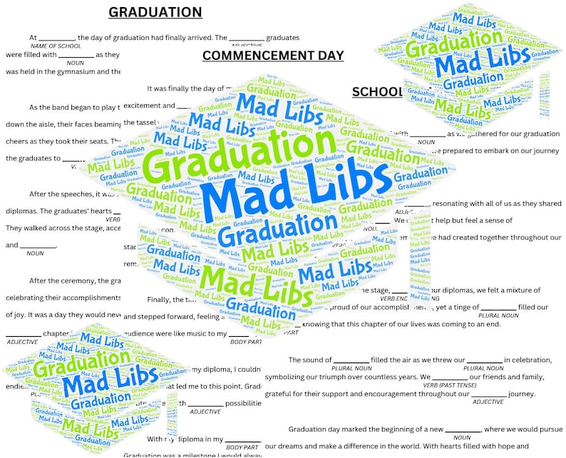 Graduation Mad Libs Collection, Party Games, Digital Download - Etsy