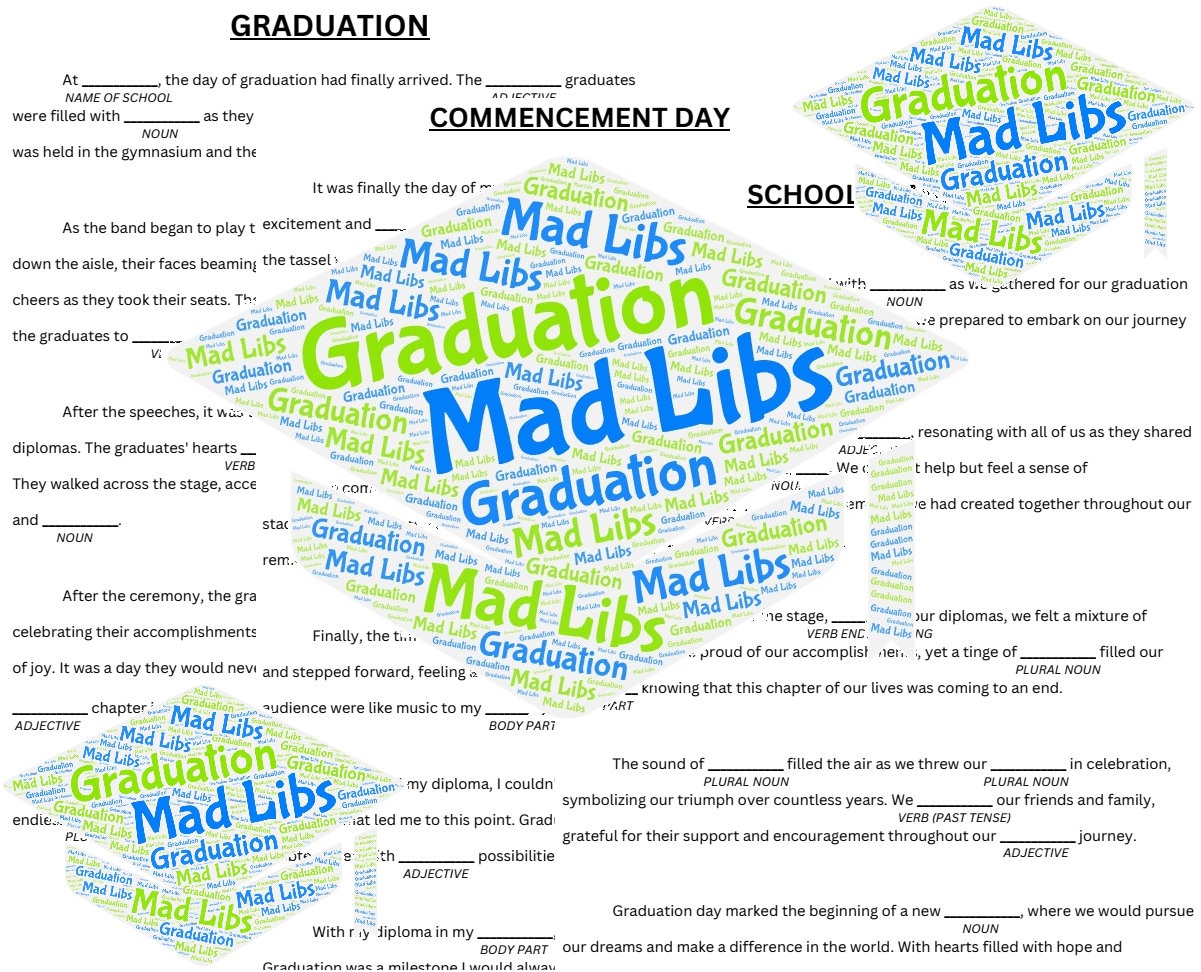 Graduation Mad Libs Collection, Party Games, Digital Download - Etsy