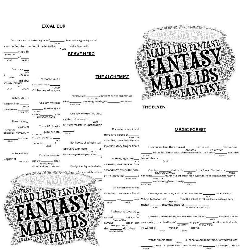 Fantasy Mad Libs Collection, Party Games, Digital Download - Etsy