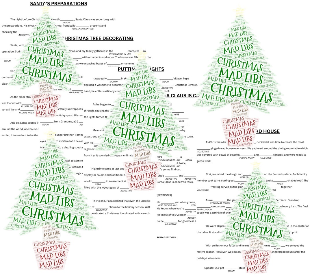 Christmas Mad Libs Collection, Party Games, Digital Download - Etsy