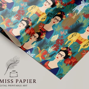 Frida Kahlo Digital Seamless Prints Frida Pattern Frida Kahlo Gift Digital Scrapbook Paper Frida ...