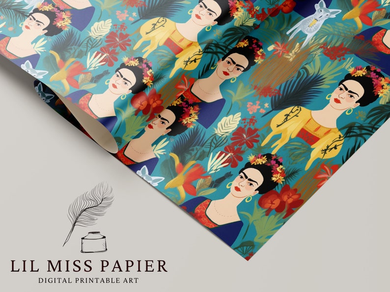 Frida Kahlo Seamless Digital Paper Repeating Printable Pattern Fabric ...