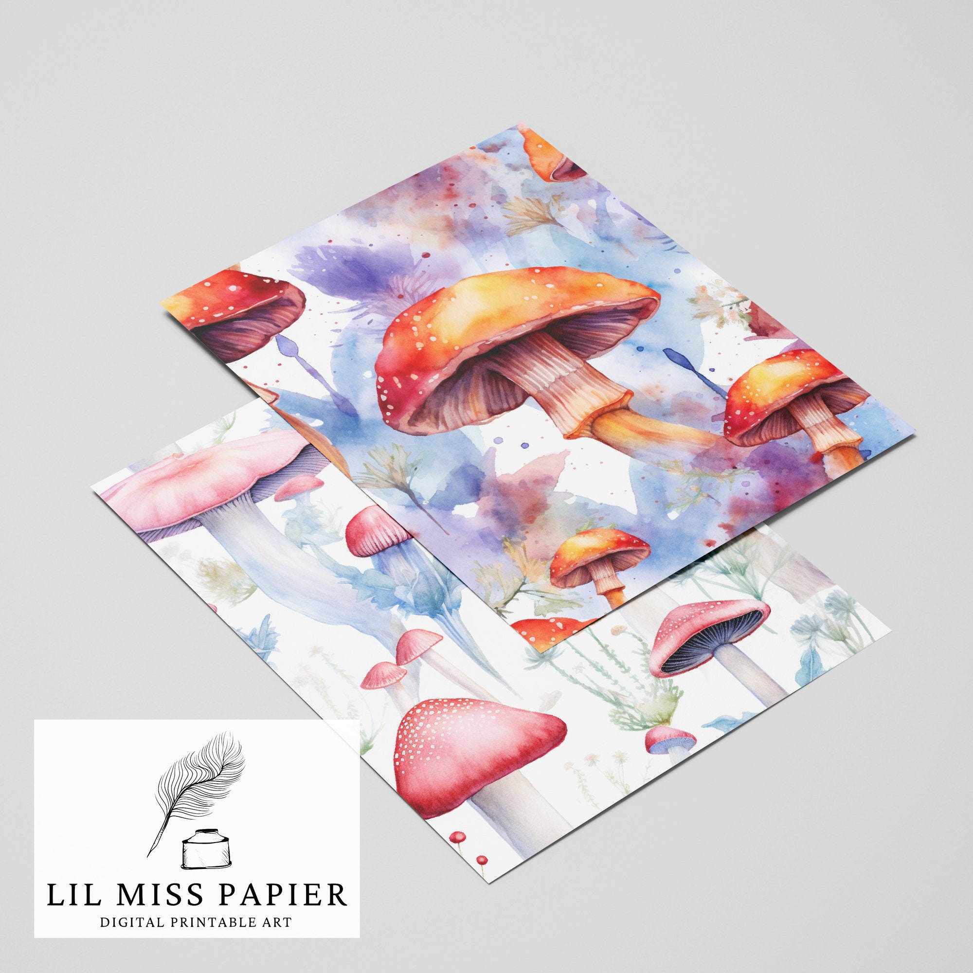 Mushroom Digital Seamless Prints Mushroom Digital Scrapbook Paper ...