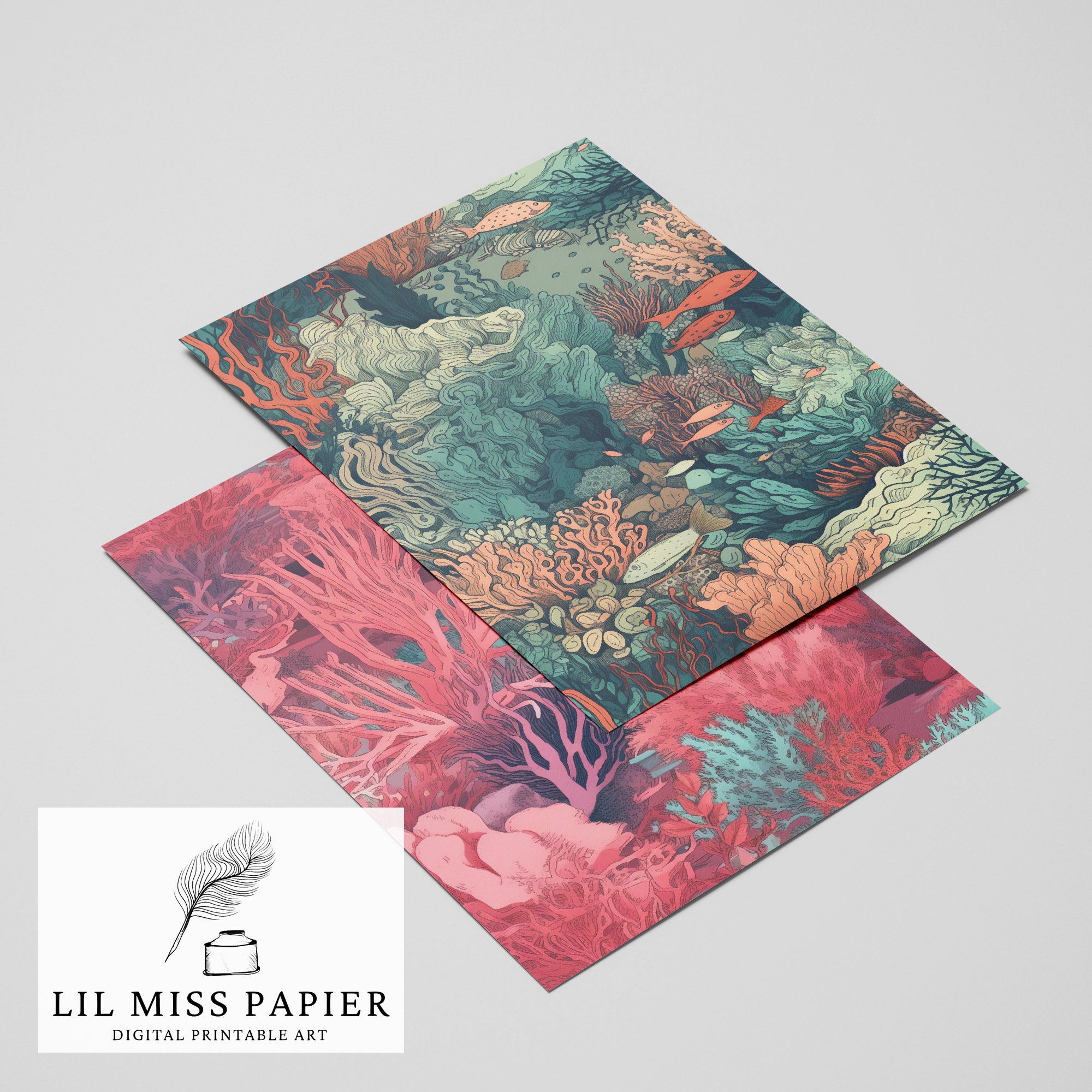 Coral Reef Digital Seamless Prints Digital Scrapbook Paper Instant ...