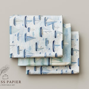Watercolor Boat Seamless Digital Paper Repeating Printable Pattern ...