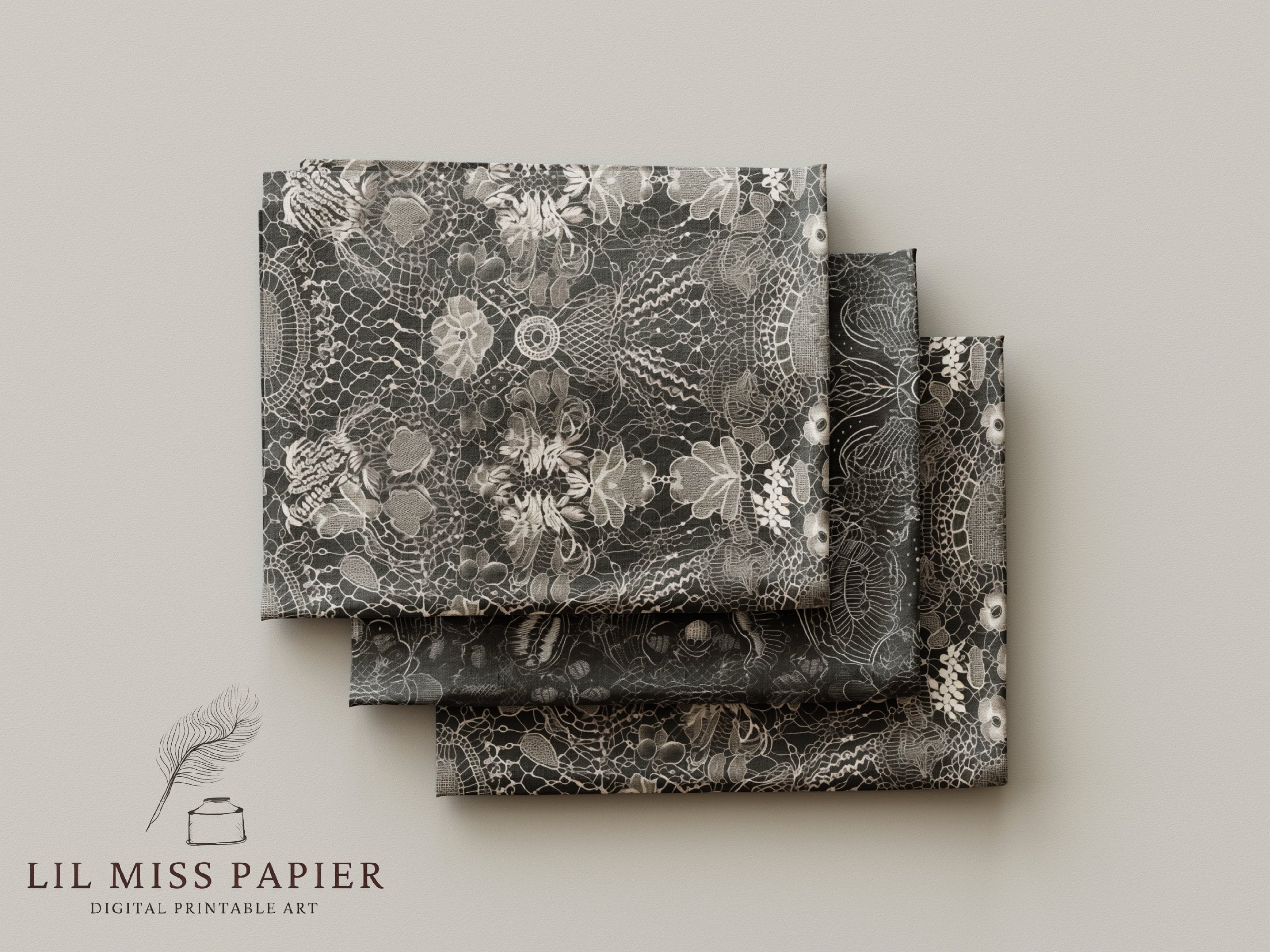 Black Lace Digital Seamless Prints Digital Scrapbook Paper Lace Instant ...