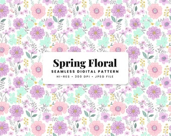 Spring Summer Boho Floral Print Seamless Pattern Repeating File for ...