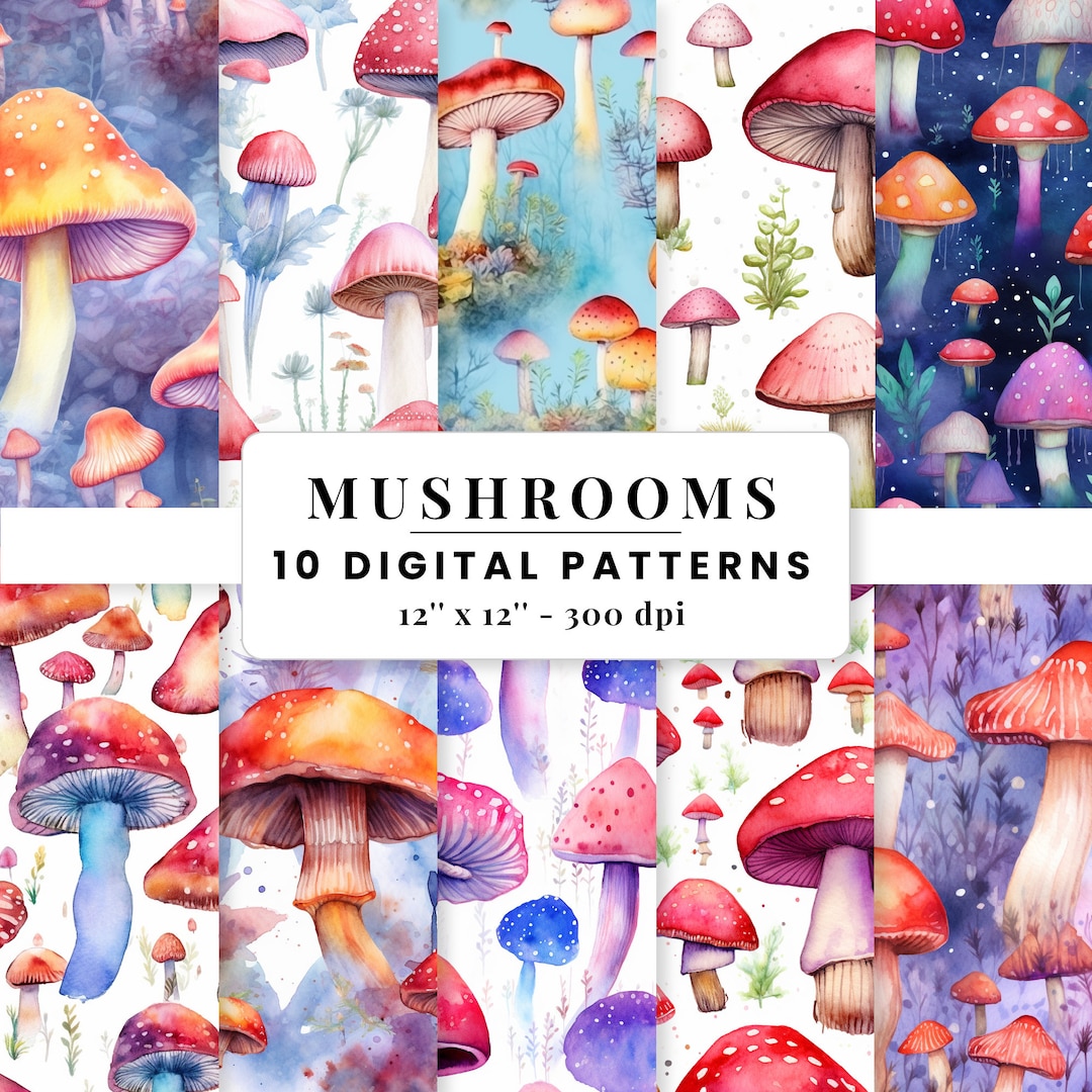 Mushroom Digital Seamless Prints Mushroom Digital Scrapbook Paper ...