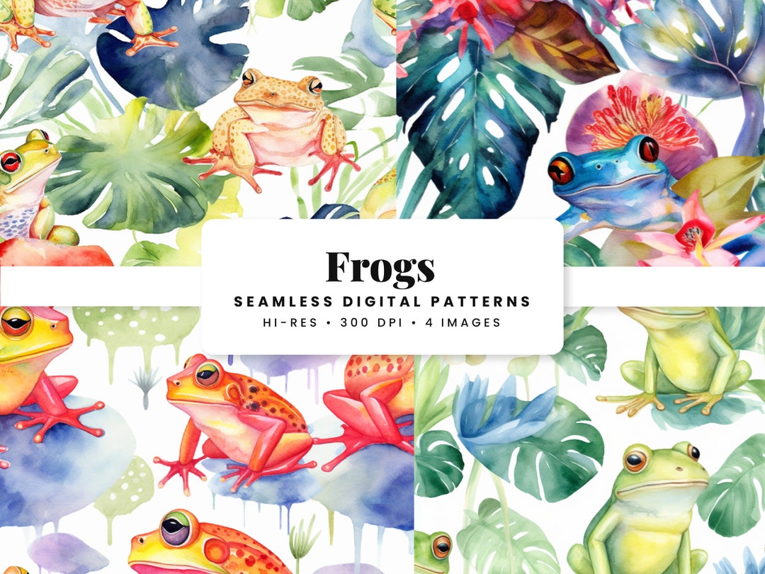 Frog Seamless Print Frogs Seamless Pattern Watercolour Repeat for ...