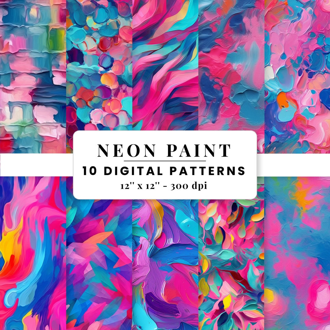 Neon Paint Textured Digital Seamless Patterns Neon Prints Digital ...